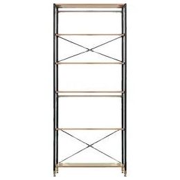 Möbilia Standregal HOME AFFAIRE, beige (natur), B:85cm H:210cm T:30cm, MDF, Metall, Regale, inklusive 2 Kleiderstangen