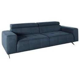 2-Sitzer DOMO collection "Trento" Sofas Gr. B/H/T: 238cm x 79cm x 104cm, Struktur fein, Mit Kopfteilverstellung, blau (dunkelblau)