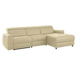 Ecksofa Home Affaire "Sentrano, L-Form" Sofas Gr. B/H/T: 275cm x 82cm x 164cm, NaturLEDER-Kunstleder, Recamiere rechts, mit motorischer Relaxfunktion-mit USB-Anschluss, beige (creme) 275 cm, man. o. elektr. Relaxfunktion und USBKopfverstellung