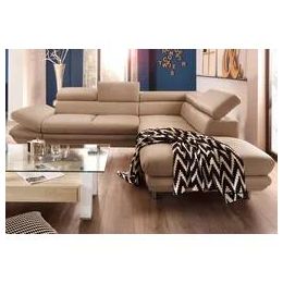 Ecksofa COTTA "Enterprise L-Form", braun (cappuccino), B:277cm H:91cm T:104cm, Softlux-Kunstleder, Luxus-Kunstleder, Sofas, mit Kopf- und Armteilverstellung, wahlweise mit Bettfunktion