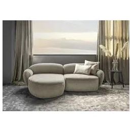 Ecksofa furninova "Bubble, Designsofa mit hochwertiger Detailverarbeitung, L-Form" Sofas Gr. B/H/T: 244cm x 80cm x 104cm, Velourstoff grob ALICE, Recamiere links, beige sehr komfortabel durch Memoryschaum, im skandinavischen Design