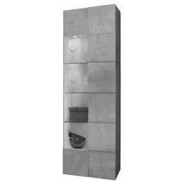 Vitrine Inosign "Dama Vitrine", grau (beton, optik), B:60cm H:187cm T:42cm, Holzwerkstoff, Glas, Schränke, grifflos