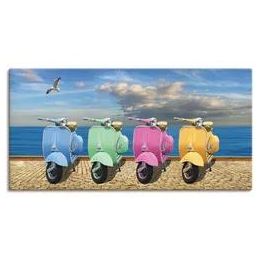 Wandbild Artland "Vespa-Roller in bunten Farben", bunt, B:150cm H:75cm, Canvas, Leinwand, Bilder, als Leinwandbild, Poster in verschied. Größen