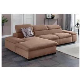 Ecksofa Home Affaire "Alberto L-Form", braun, B:286cm H:73cm T:174cm, 100% Polyester, Luxus-Microfaser ALTARA NUBUCK (100% Polyester), Luxus-Microfaser weich (90% Polyester, 10% Polyamid), Microfaser Antiklederoptik, Sofas, mit Kopfteilverstellung, wahlweise mit Bettfunktion