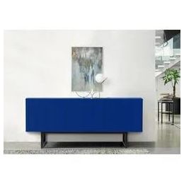 Kommode WOODMAN, blau (dunkel blau), B:175cm H:75cm T:45cm, Sideboards, mit besonderem Print, mit push-to-open Funktion