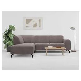 Ecksofa Places of Style "Oleandro, L-Form" Sofas Gr. B/H/T: 269cm x 82cm x 212cm, Struktur, Ottomane links, Kaltschaum-Wellenunterfederung, grün (wood) mit unterschiedlichem Sitzkomfort, in verschiedenen Bezugsqualitäten