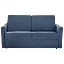 Schlafsofa Places of Style "Goldpoint 162 cm, Dauerschläfer, Liegefläche 120/200cm" Sofas Gr. B/H/T: 162cm x 85cm x 100cm, Luxus-Microfaser weich, blau 2-Sitzer mit Bettfunktion, Bonell-Federkernmatratze