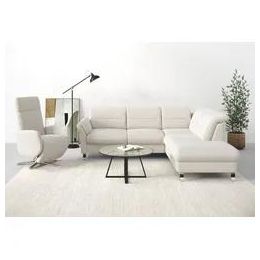 Sit & More Ecksofa SIT & MORE "Grenoble L-Form mit Federkern" Sofas Gr. B/H/T: 247cm x 85cm x 222cm, Struktur weich, Ottomane rechts, mit Armteilverstellung-mit Kopfteilverstellung, beige (creme) wahlweise mit Bettfunktion, Bettkasten, Arm- und Kopfteilverstellung