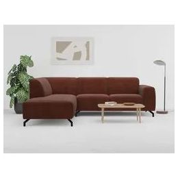 Ecksofa Places of Style "Oleandro, L-Form" Sofas Gr. B/H/T: 269cm x 82cm x 212cm, Struktur, Ottomane links, Kaltschaum-Wellenunterfederung, braun (haselnussbraun) mit unterschiedlichem Sitzkomfort, in verschiedenen Bezugsqualitäten