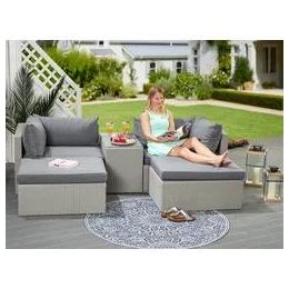 Gartenlounge-Set Konifera "Dallas", beige (beige, grau, grau), B:228,5cm T:134cm, Polyrattan, Sitzmöbel-Sets, Gartenmöbel-Set, Balkonset, Loungeset, verschiedene Stellmöglichkeiten