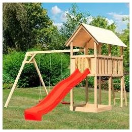 Spielturm Konifera "Winni" Spieltürme beige (natur/rot) Kinder BxTxH: 347x264x291 cm