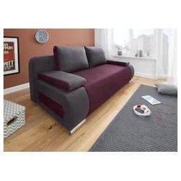 Schlafsofa Collection AB "Moritz" Sofas Gr. B/H/T: 200cm x 85cm x 98cm, Microfaser PRIMABELLE-Struktur, lila (anthrazit, lila) mit Bettfunktion und Bettkasten, komfortabler Federkern