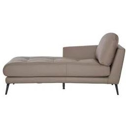 Chaiselongue W.Schillig "softy" Sofas Gr. B/H/T: 106cm x 79cm x 168cm, Longlife Xtra-Leder Z59, Armlehne links, braun (stone z59) mit dekorativer Heftung im Sitz, Füße Chrom glänzend