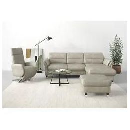 Sit & More Ecksofa SIT & MORE "Grenoble L-Form mit Federkern", grau (hellgrau), B:251cm H:85cm T:161cm, Sofas, wahlweise mit Bettfunktion, Bettkasten, Arm- und Kopfteilverstellung