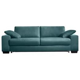 Schlafsofa Bali "Norwalk" Sofas Gr. 140cm x 200cm, Struktur fein, Basic: Gitterrostunterfederung-Kaltschaummatratze, blau (türkis) Dauerschlaffunktion, mit Unterfederung Lattenrost und Matratze