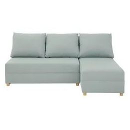 Ecksofa Inosign "Mick L-Form" Sofas Gr. B/H/T: 197cm x 90cm x 145cm, Struktur fein, mit Bettfunktion-mit Bettkasten, grün (mint) Longchair linksrechts montierbar, wahlweise mit Bettfunktion