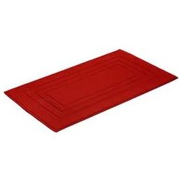 Badematte Vossen "Feeling" Badematten Gr. quadratisch (60cm x 60cm), Baumwolle, rot (purpur) Badteppich, Uni-Farben, mit Bordüre, Hoch-Tief Effekt, reine Baumwolle