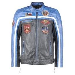 Lederjacke Top Gun "TGJ1005" Gr. 52 (L), blau (schwarz, blau, creme) Herren Jacken