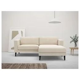 Ecksofa Home Affaire "Amancey, L-Form, Cord oder weicher wasserabweisender Strukturstoff" Sofas Gr. B/H/T: 215cm x 83cm x 158cm, Struktur weich, Longchair rechts, beige (natural) Breite 255 cm, mit Massivholzrahmen, Komfortschaum