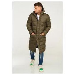 Steppjacke behype "LONGLINE ZIP PARKA" Gr. L, grün (khaki) Herren Jacken Steppjacke mit Kapuze