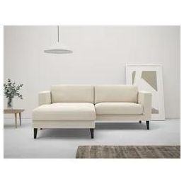 Ecksofa Home Affaire "Amancey, L-Form, Cord oder weicher wasserabweisender Strukturstoff" Sofas Gr. B/H/T: 215cm x 83cm x 158cm, Struktur weich, Longchair links, beige (natural) Breite 255 cm, mit Massivholzrahmen, Komfortschaum