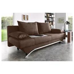 Jockenhöfer Schlafsofa JOCKENHÖFER GRUPPE "Nancy" Sofas Gr. B/H/T: 190cm x 81cm x 81cm, Luxus-Microfaser ALCATOP, braun inklusive Bettfunktion und Bettkasten, lose Rückenkissen