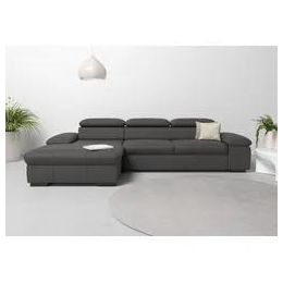 Ecksofa Home Affaire "Alberto L-Form" Sofas Gr. B/H/T: 286cm x 73cm x 174cm, NaturLEDER, Recamiere links, ohne Bettfunktion, braun (mokka) mit Kopfteilverstellung, wahlweise Bettfunktion