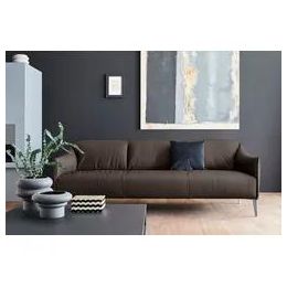 3-Sitzer W.Schillig "sally" Sofas Gr. B/H/T: 224cm x 78cm x 84cm, Longlife Xtra-Leder Z59, braun (braun z59) mit Metall-Winkelfüßen in Silber matt, Breite 224 cm