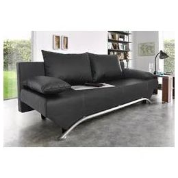 Jockenhöfer Schlafsofa JOCKENHÖFER GRUPPE "Nancy" Sofas Gr. B/H/T: 190cm x 81cm x 81cm, Kunstleder SOFTLUX, schwarz inklusive Bettfunktion und Bettkasten, lose Rückenkissen