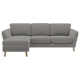 Ecksofa Home Affaire "MARSEILLE (242/152cm),L-Form, Rec. rechts/links" Sofas Gr. B/H/T: 242cm x 88cm x 152cm, Webstoff fein, Recamiere links, grau Massivholzbeine aus Eiche, in verschieden Bezügen und Farbvarianten