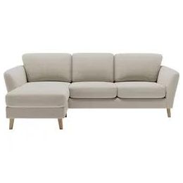 Ecksofa Home Affaire "MARSEILLE (242/152cm),L-Form, Rec. rechts/links" Sofas Gr. B/H/T: 242cm x 88cm x 152cm, Flachgewebe, Recamiere links, grau (light grau) Massivholzbeine aus Eiche, in verschieden Bezügen und Farbvarianten