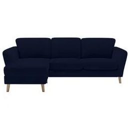 Ecksofa Home Affaire "MARSEILLE (242/152cm),L-Form, Rec. rechts/links" Sofas Gr. B/H/T: 242cm x 88cm x 152cm, Flachgewebe, Recamiere links, blau Massivholzbeine aus Eiche, in verschieden Bezügen und Farbvarianten