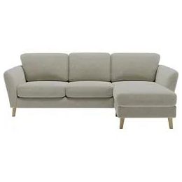 Ecksofa Home Affaire "MARSEILLE (242/152cm),L-Form, Rec. rechts/links" Sofas Gr. B/H/T: 242cm x 88cm x 152cm, Webstoff fein, Recamiere rechts, beige Massivholzbeine aus Eiche, in verschieden Bezügen und Farbvarianten