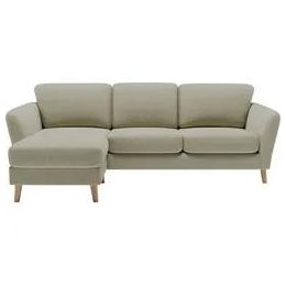 Ecksofa Home Affaire "MARSEILLE (242/152cm),L-Form, Rec. rechts/links" Sofas Gr. B/H/T: 242cm x 88cm x 152cm, Flachgewebe, Recamiere links, beige Massivholzbeine aus Eiche, in verschieden Bezügen und Farbvarianten