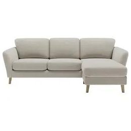 Ecksofa Home Affaire "MARSEILLE (242/152cm),L-Form, Rec. rechts/links" Sofas Gr. B/H/T: 242cm x 88cm x 152cm, Flachgewebe, Recamiere rechts, grau (light grau) Massivholzbeine aus Eiche, in verschieden Bezügen und Farbvarianten