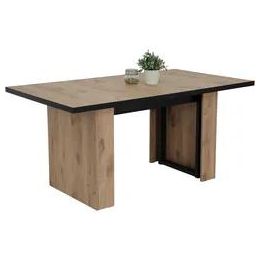 Kulissen-Esstisch Hela "ANNI", braun (viking oak, schwarz, viking oak, schwarz, viking oak, schwarz), B:160cm H:76cm T:90cm, Tische, Esstisch, 4-Stufiger Auszug, bis zu 320cm Breite