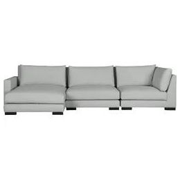 Ecksofa LeGer Home by Lena Gercke "Tvinna L-Form" Sofas Gr. B/H/T: 306cm x 76cm x 151cm, Baumwoll-/Leinenmix, Recamiere links, grau (hellgrau) Modulsofa, bestehend aus Eckteil, Recamiere und Mittelteil