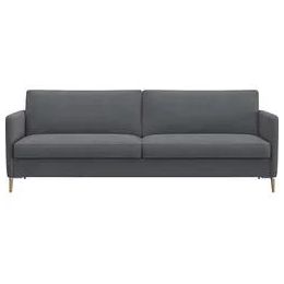 3-Sitzer FLEXLUX "Fiore, super Sitzkomfort durch Kaltschaum im Sitz" Sofas Gr. B/H/T: 214cm x 85cm x 92cm, Lederoptik, grau (elephant gre) schmale Armlehnen, Füße Alu+ Eiche