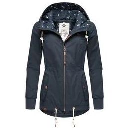 Outdoorjacke Ragwear "Danka" Gr. XXXL (46), blau (fossil blau) Damen Jacken stylische Übergangsjacke mit großer Kapuze