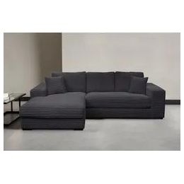 Ecksofa WERK2 "Eden L-Form" Sofas Gr. B/H/T: 286cm x 84cm x 184cm, Breitcord, Ottomane links, Ottomane links, schwarz Design Ecksofa in Cord mit besonders weichem Sitzkomfort