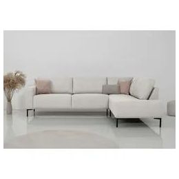 Ecksofa Andas "Melby" Sofas Gr. B/H/T: 275cm x 87cm x 205cm, Struktur weich, Ottomane rechts, grau Breite 275 cm, in einem weichen Struktur Stoff, lose Rückenkissen