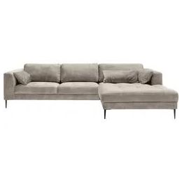 Ecksofa Trendmanufaktur "Luzi, wahlweise mit Schlaffunktion und Bettkasten bestellbar, L-Form" Sofas Gr. B/H/T: 280cm x 80cm x 168cm, Recamiere rechts, ohne Schlaffunktion und ohne Bettkasten, grau (cloud gray) Designsofa mit tollem Sitzkomfort, Metallfüße schwarz, Breite 280 cm