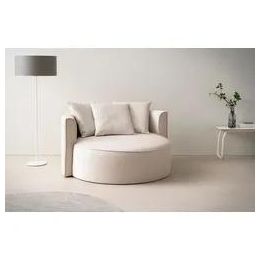 XXL-Sessel LeGer Home by Lena Gercke "Isalie, Sessel in modernen Farben, Lesesessel, Loveseat, Big-Sessel" Gr. Samtoptik, B/H/T: 153cm x 98cm x 145cm, beige (creme) trendige Stoffe, mit 3 Zierkissen, große Sitzfläche, Hocker optional