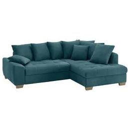 Ecksofa Inosign "Nikita II, L-Form" Sofas Gr. B/H/T: 243cm x 88cm x 190cm, Microfaser 1, Bettfunktion links, Ausführung, blau (memphis 13 petrol) mit Kaltschaumpolsterung, wahlweise Bett und Bettkasten