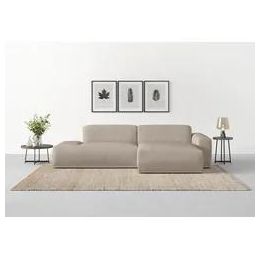 Ecksofa Trendmanufaktur "Braga, mit hochwertigem Kaltschaum, L-Form, in Cord erhältlich" Sofas Gr. B/H/T: 275cm x 72cm x 160cm, Struktur fein JOIZ, Recamiere rechts, grau (taupe) modernes Sofa, Couch mit hohem Sitzkomfort, 27572160 cm (BHT)