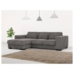 Ecksofa Home Affaire "Bléquin, L-Form" Sofas Gr. B/H/T: 244cm x 84cm x 165cm, Cord, Longchair links, grau (anthrazit) Inklusive 3 Zierkissen, frei im Raum stellbar