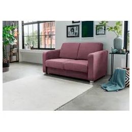 Schlafsofa Inosign "Mia" Sofas Gr. B/H/T: 159cm x 88cm x 87cm, Struktur, lila (brombeere) mit 2 Einzelauszügen als Längsschläfer