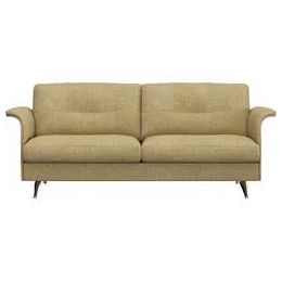 2,5-Sitzer FLEXLUX "Glow Sofa, Couch" Sofas Gr. B/H/T: 191cm x 81cm x 91cm, Bouclé, Armlehnen in geölter Eiche, gelb (mustard gelb) Premium-Sitz: Kaltschaum & Federkern, Arml. geölte Eiche, Fuß Alu