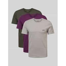 BOSS T-Shirt mit Label-Stitching im 3er-Pack