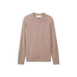 Tom Tailor Herren Strickpullover aus Merinowolle, braun, Meliert, Gr. L